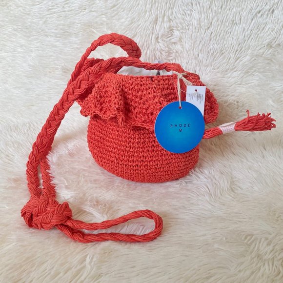 RHODE | Bags | Nwt Rhode X Target Crochet Bucket Bag Dark Orange Boho ...